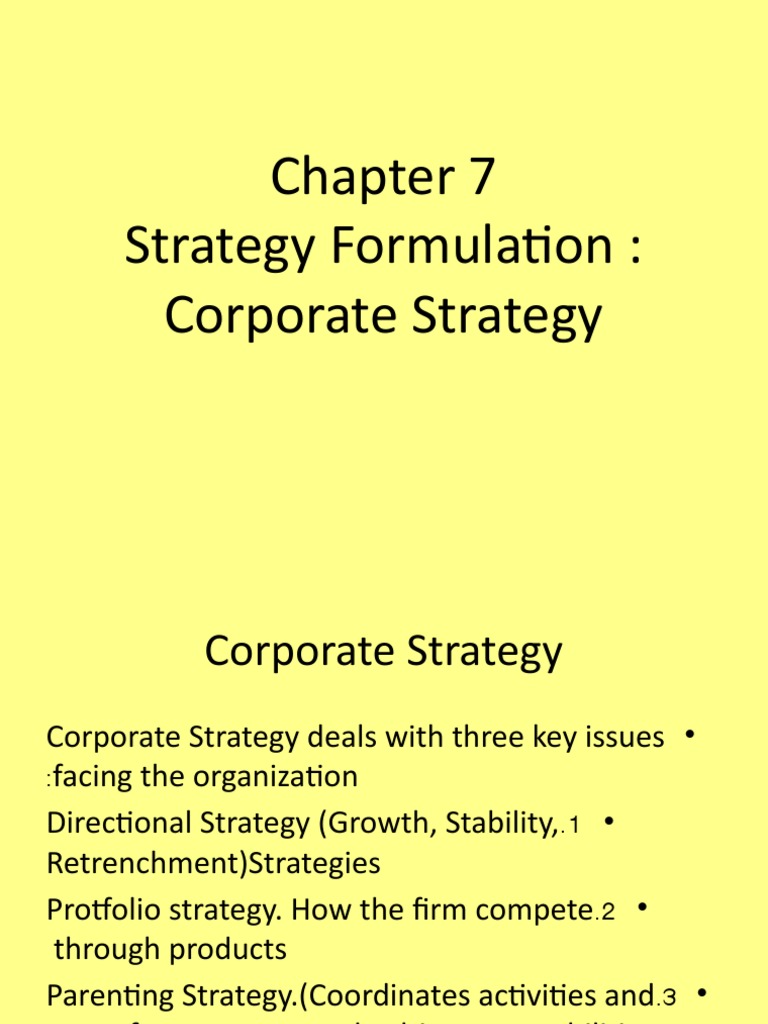 Corporate Strategy Formulation Guide | PDF