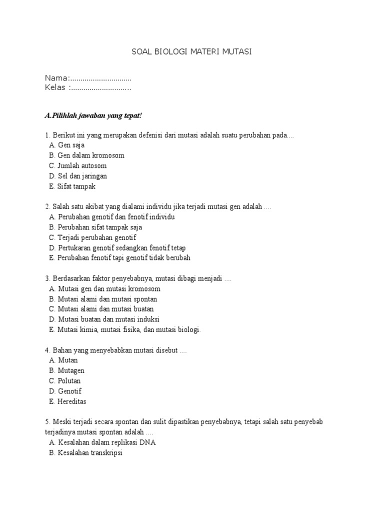 Soal Mutasi | PDF