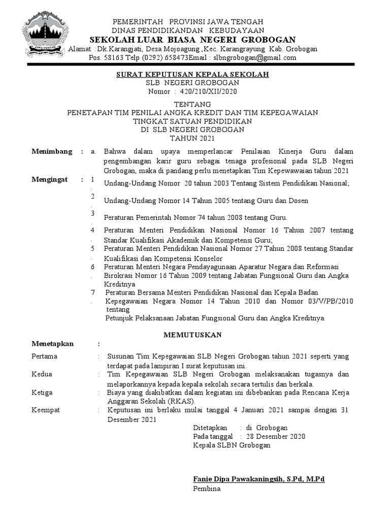 SK Tim Kepegawaian | PDF