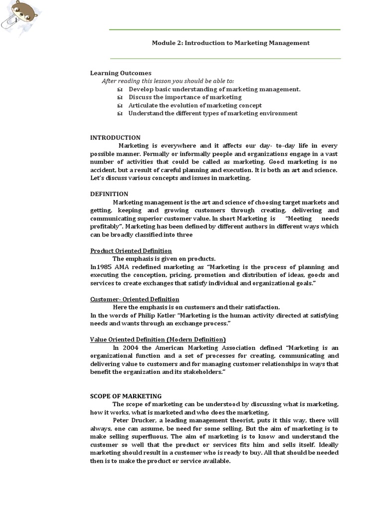 Introduction to Marketing Management | PDF | Retail | Marketing