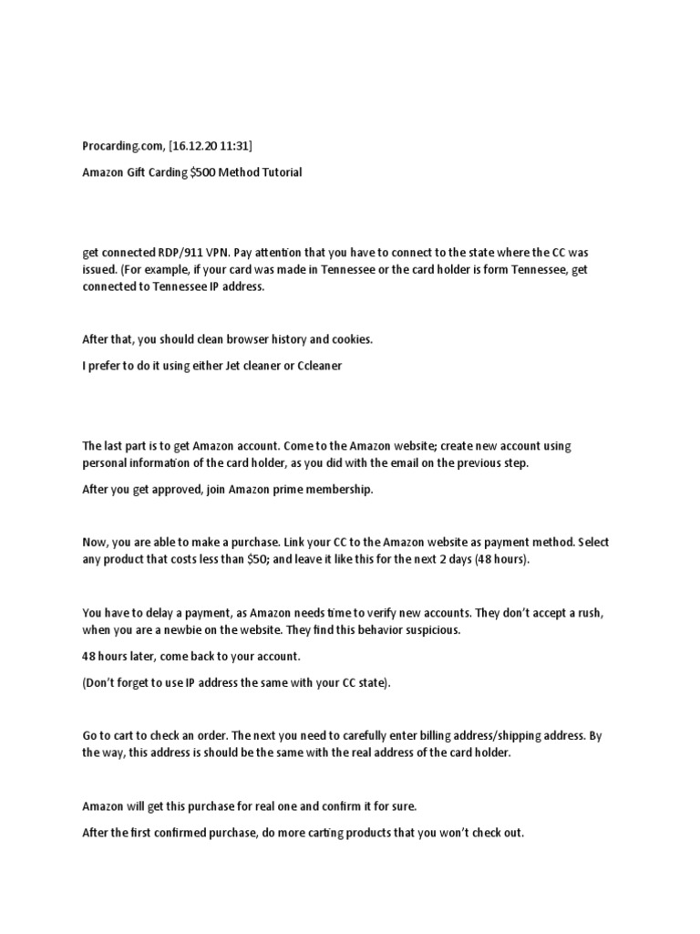 Amazon Gift Carding $500 Method Tutorial | PDF