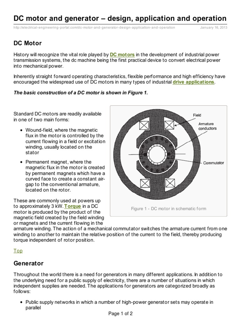 DC Motor and Generator - Design, Application and Operation | Download ...