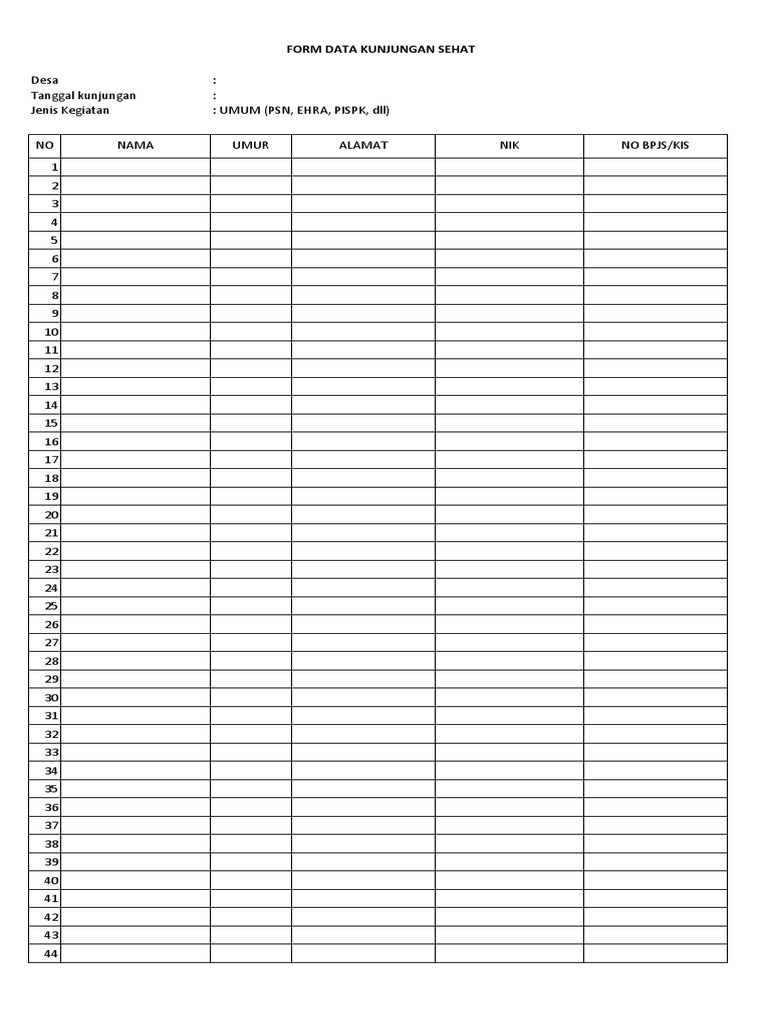 Formulir Kunjungan Sehat | PDF