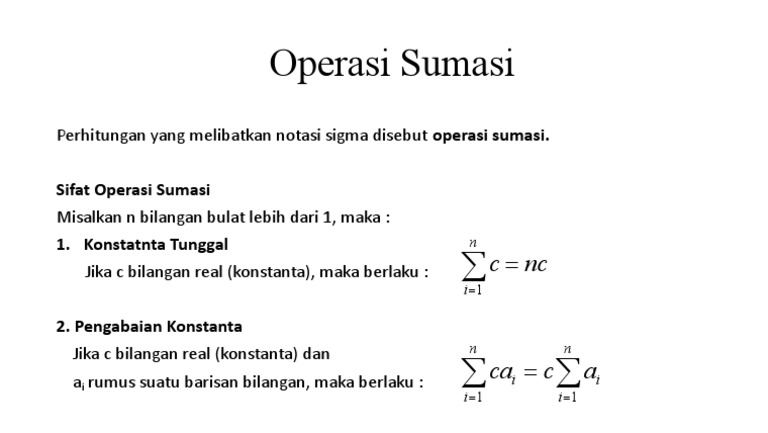 Sifat dan Notasi Operasi Sumasi | PDF