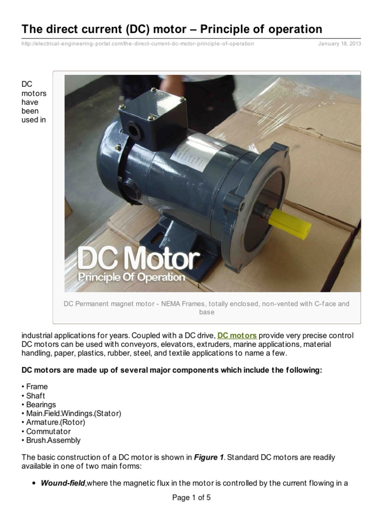 The Direct Current (DC) Motor - Principle of Operation | PDF | Electric ...