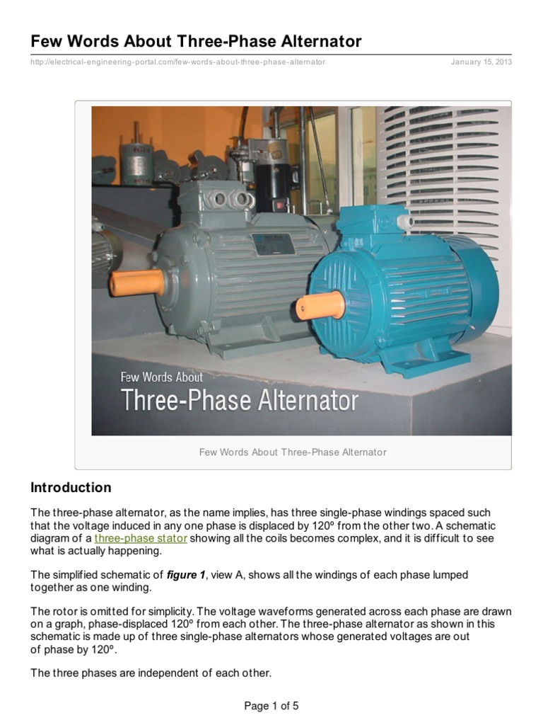 Few Words About Three Phase Alternator Pdf Power Engineering