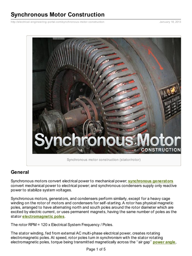 1.21 Synchronous - Motor - Construction | PDF | Technology ...