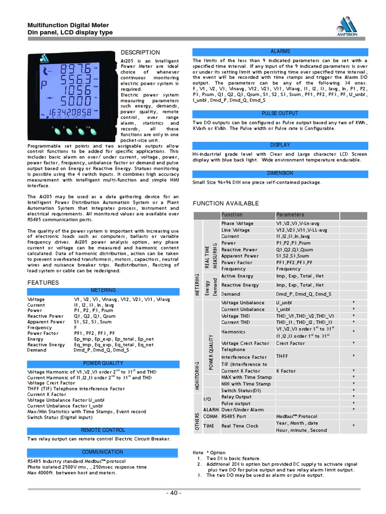 Manual Amptron Ai205 | PDF | Ac Power | Relay