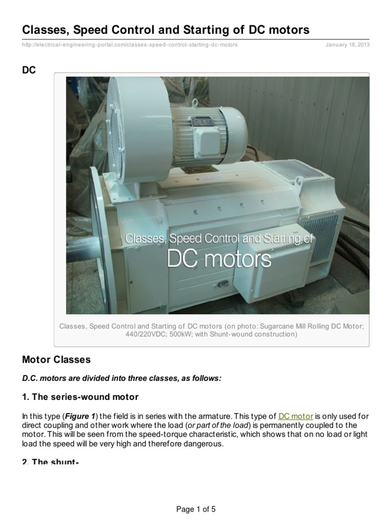 2.8 Classes - Speed - Control - and - Starting - of - DC - Motors | PDF ...