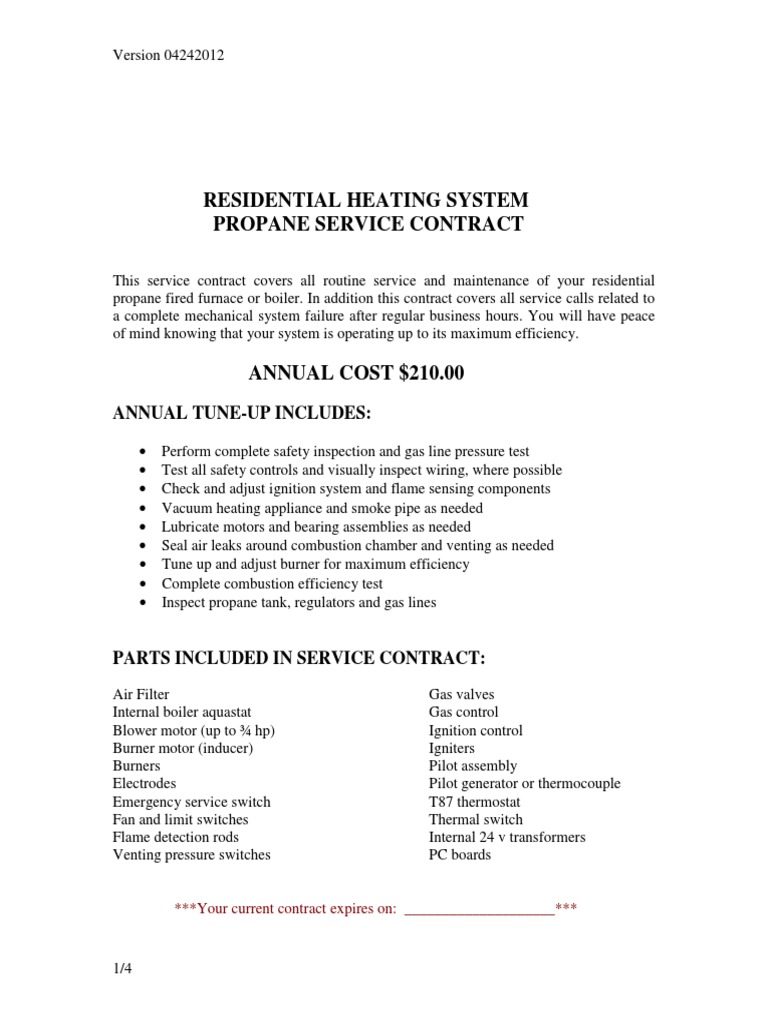 Propane Service Contract | PDF | Boiler | Water Heating