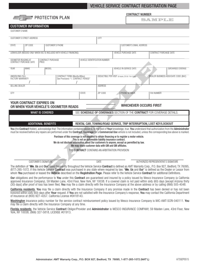 Vehicle Service Contract | PDF