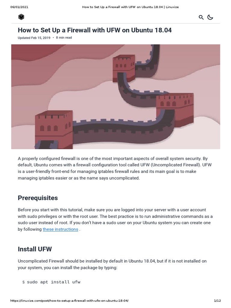 How To Set Up A Firewall With UFW On Ubuntu 18.04 - Linuxize | PDF | Port (Computer Networking ...
