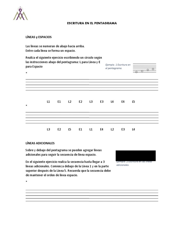 Escritura y líneas en el pentagrama | PDF