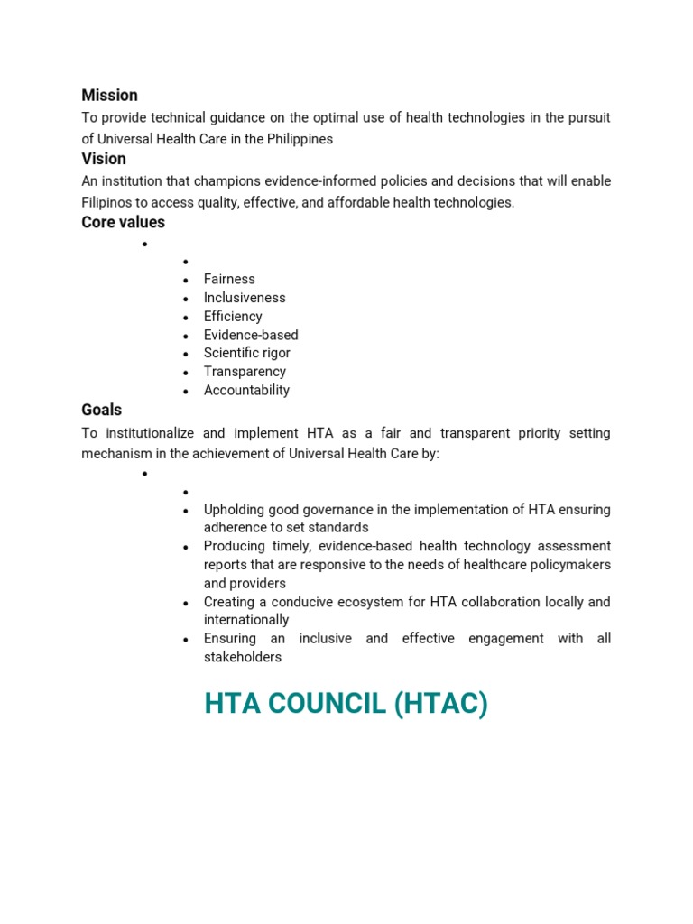 Philippine HTA Process Overview | PDF | Committee | Health System