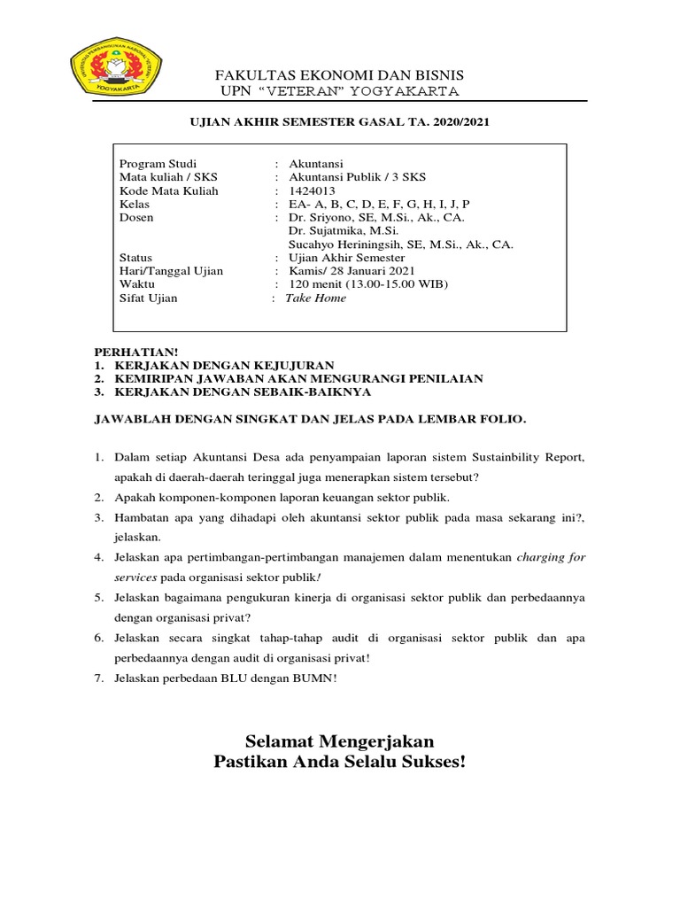 UAS Akuntansi Sektor Publik | PDF