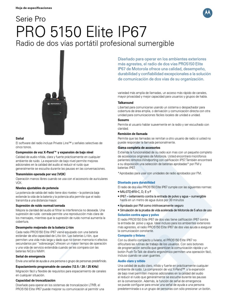 Motorola Pro5150 e Ip67 Ps LR | PDF | Radiodifusión | Radio