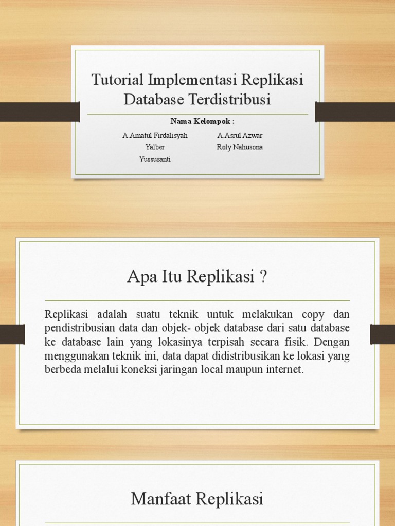 Tutorial Implementasi Replikasi Database Terdistribusi | PDF | Metode & Bahan Ajar | Teknologi ...