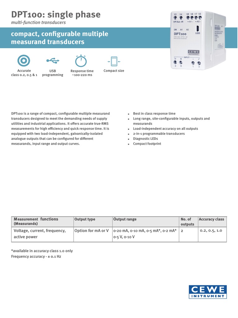 DPT100: Single Phase: Compact, Con Gurable Multiple Measurand ...