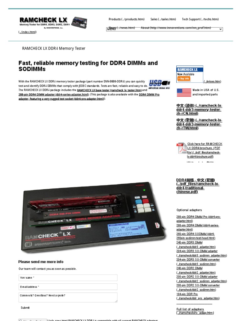 RAMCHECK LX DDR4 Server and Desktop Memory Tester | PDF