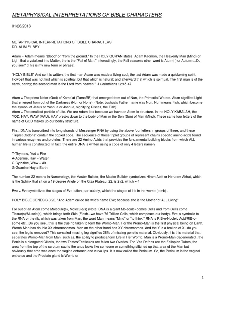 Metaphysical Interpretation of Bible Characters | PDF | Cain And Abel ...