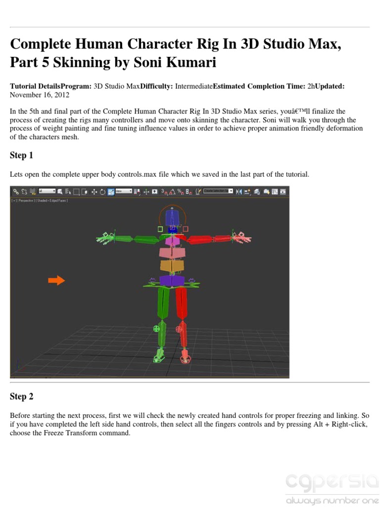 Complete Human Character Rig in 3D Studio Max, Part 5 | PDF | Autodesk ...