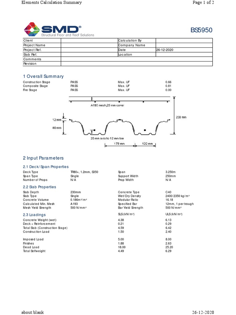 Deck Sheet Height Calculation For 150mm Slab | PDF | Bending ...