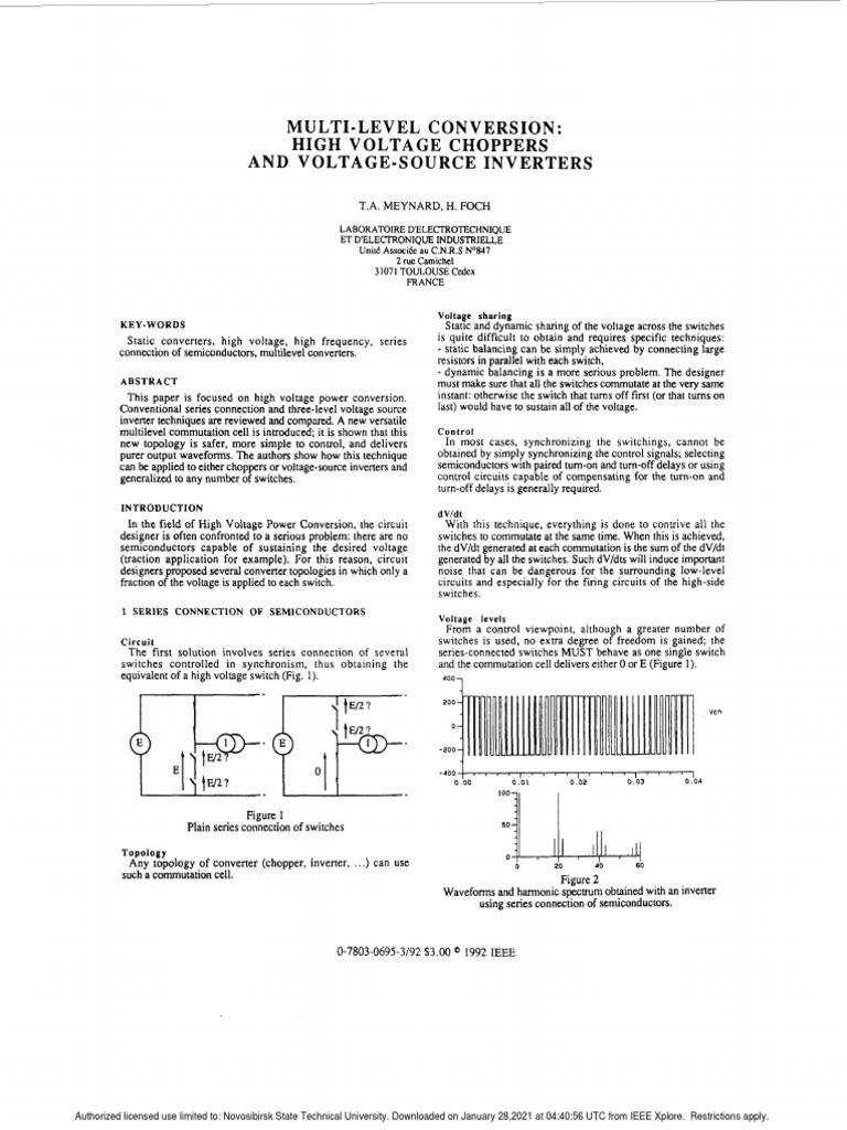 Iooll: Multi-Level Conversion: A N D Voltage-Source Inverters High Voltage Choppers | Download ...