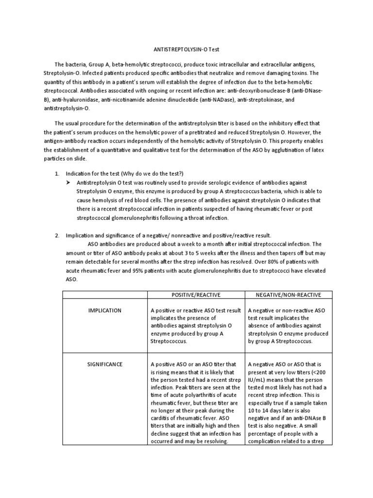 Antistreptolysin o | PDF | Streptococcus | Serology