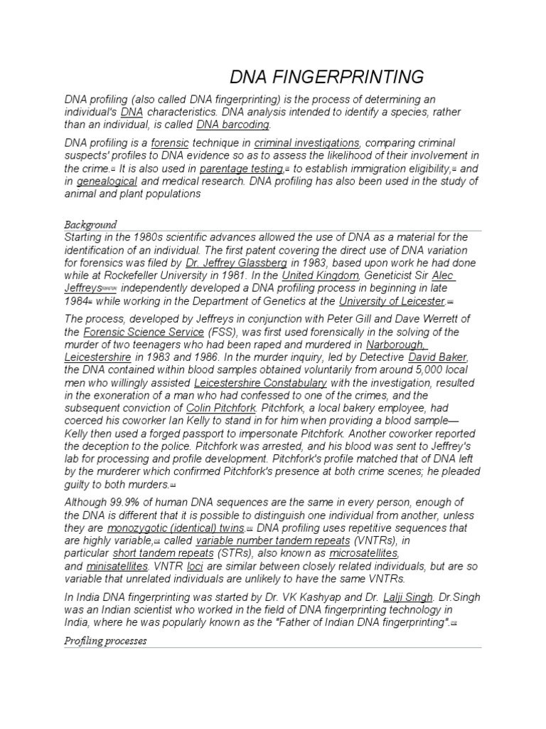 An In-Depth Look at DNA Fingerprinting: A Concise Explanation of the ...