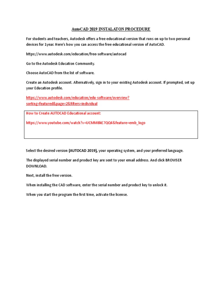 AutoCAD 2019 Installation for Students | PDF | Business | Computers