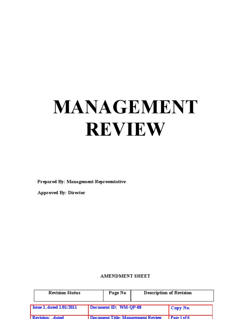 Management Review Procedure Overview | PDF | Quality Management System ...
