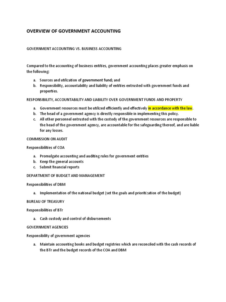 Government Accounting Notes | PDF | Payroll | Budget