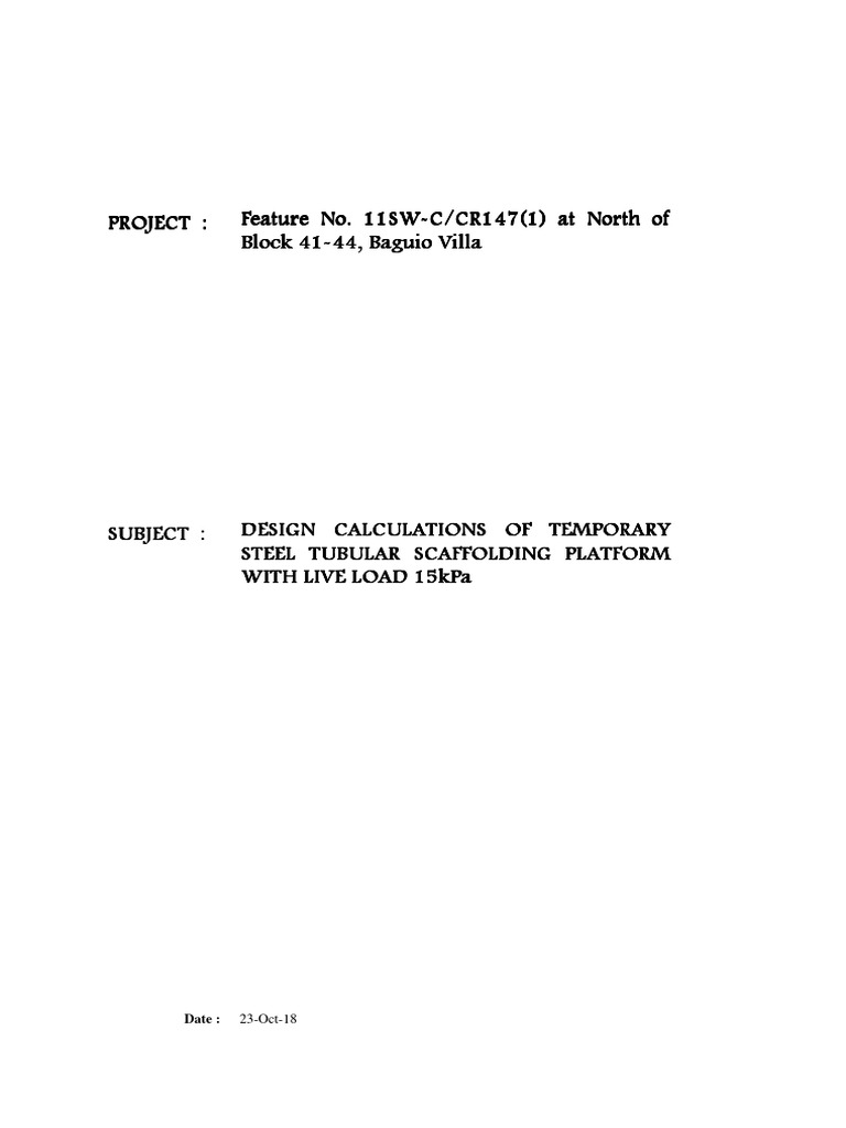 Design Calculations for a Temporary Steel Tubular Scaffolding Platform ...