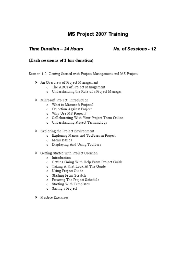 Ms Project 2007 Toc | PDF | Project Management | Menu