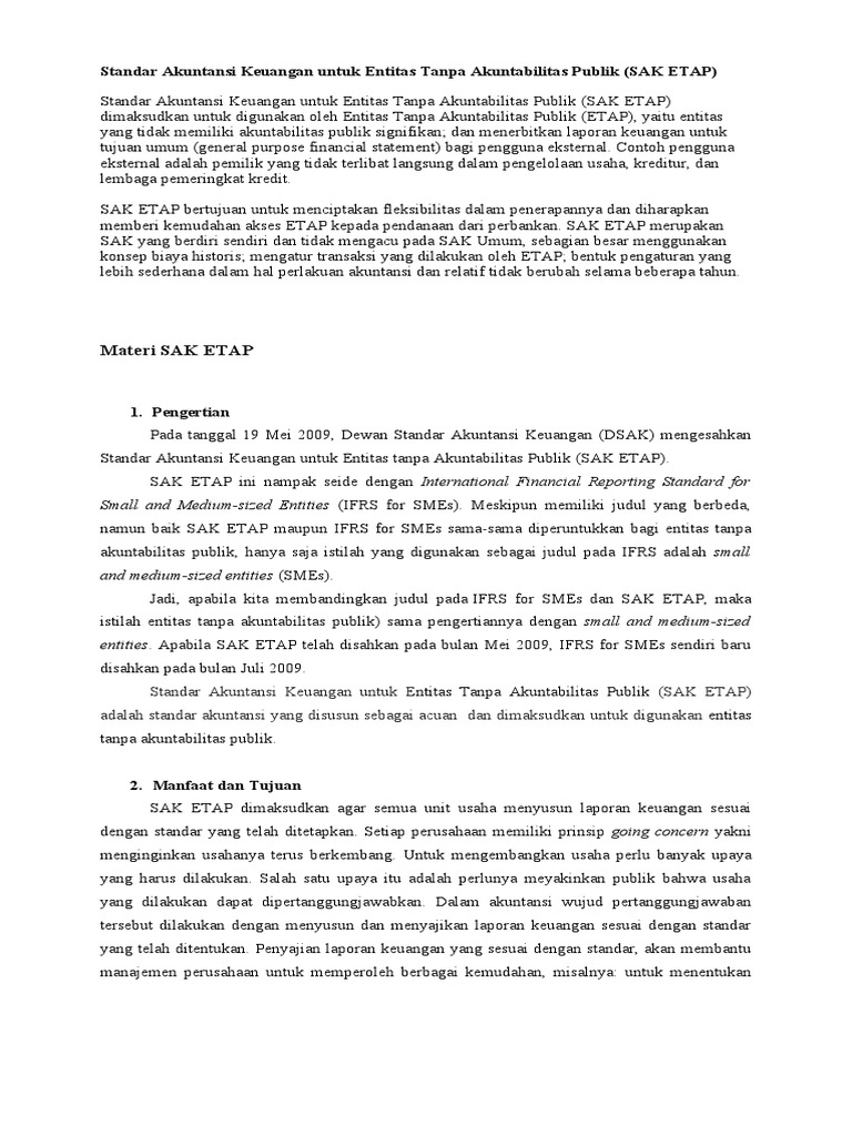 SAK ETAP: Standar Akuntansi untuk ETAP | PDF