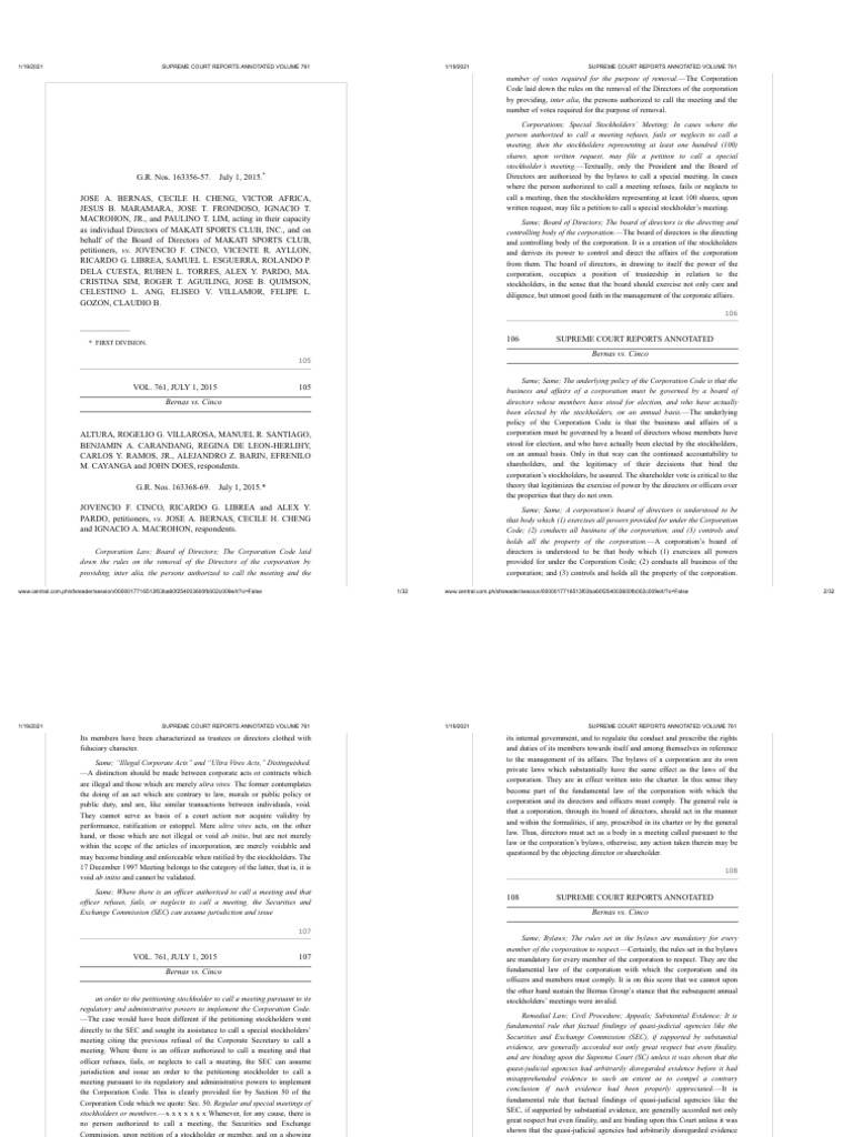 Jose Bernas, Et. Al. vs. Jovencio Cinco, Et. A | PDF | Board Of ...