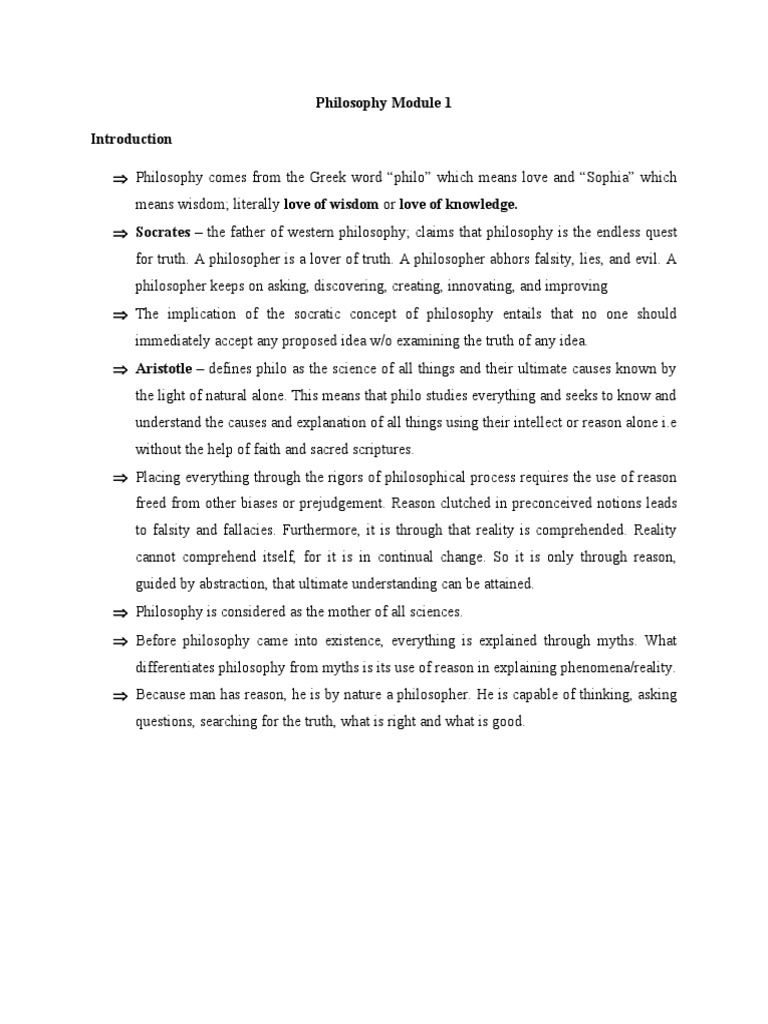 Philosophy Module 1 | Download Free PDF | Reason | Rationalism