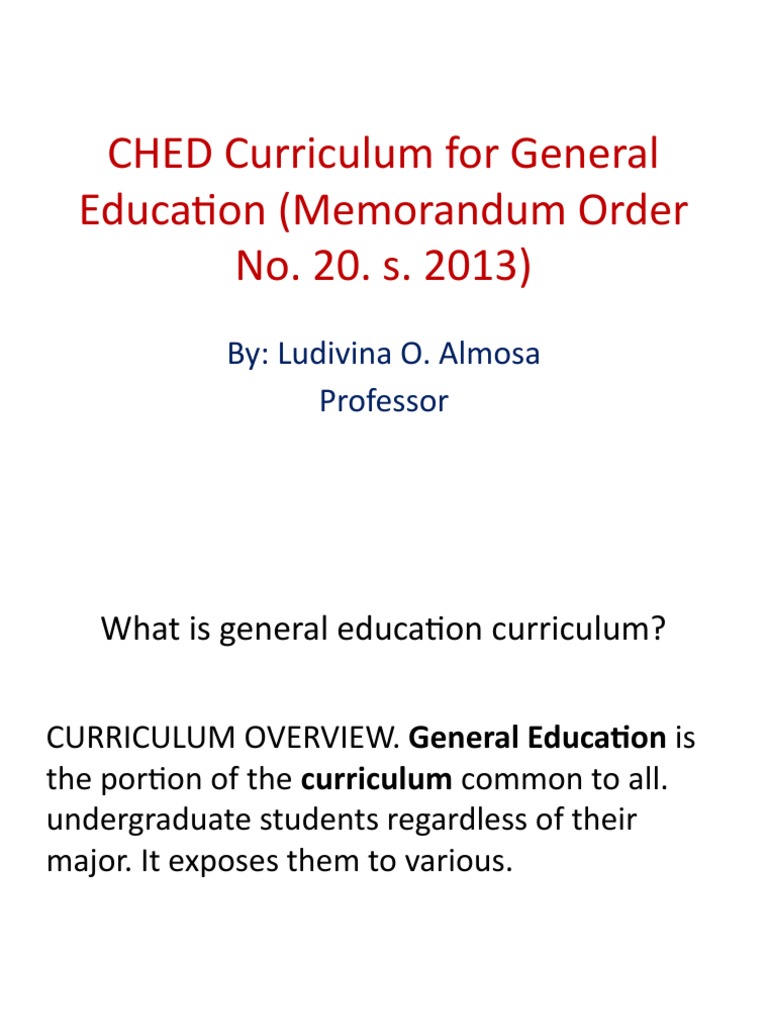 CHED CMO No. 20: General Education Overview | PDF