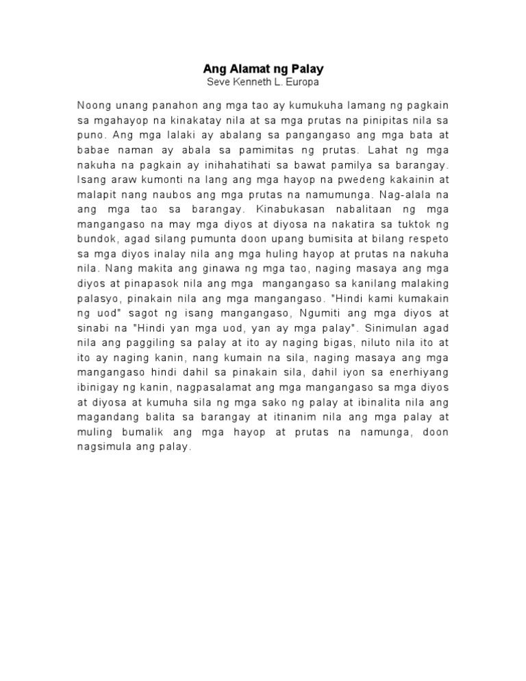 Ang Alamat NG Palay | PDF