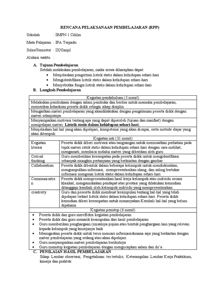 Iqlima Khoerunisa RPP Merdeka' | PDF | Sains & Matematika