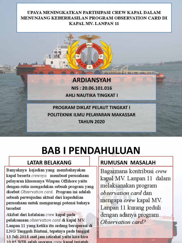 Partisipasi Crew MV. Lanpan 11 dalam Observation Card | PDF