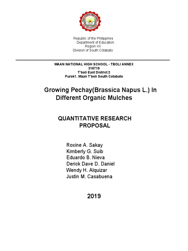 Growing Pechay (Brassica Napus L.) in Different Organic Mulches | PDF ...