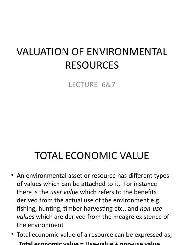 Lecture 4 Environmental Valuation Methods | PDF | Environmental Impact ...