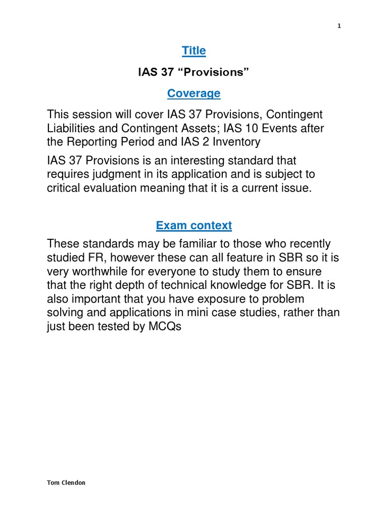 IAS 37 Provision Notes | Download Free PDF | International Financial ...