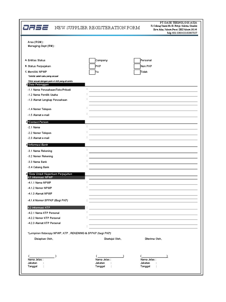 Form Kerja Sama Oase | PDF