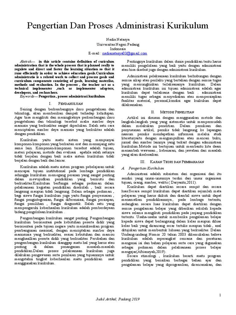 Pengertian Dan Proses Administrasi Kurikulum | PDF | Karier ...