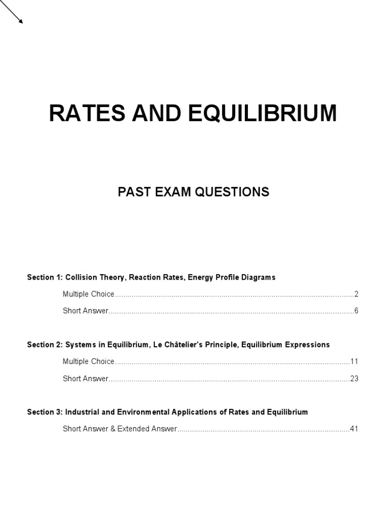 Equilibrium Exam Questions | PDF | Chemical Equilibrium | Activation Energy
