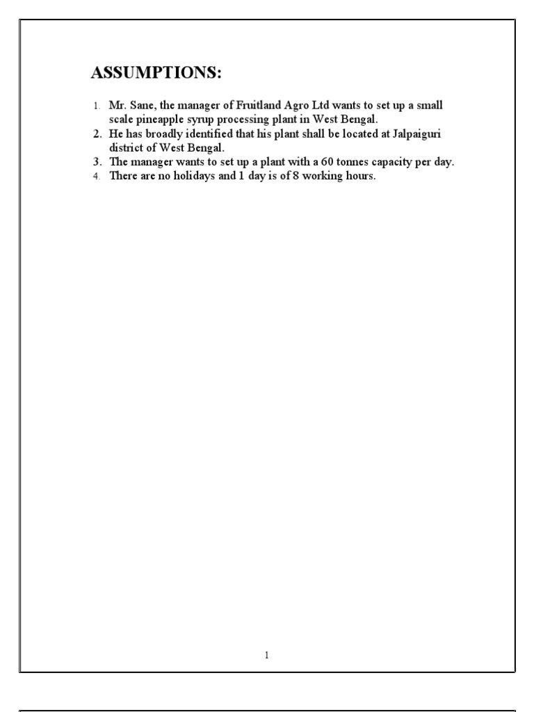 RESEARCH PROPOSAL For Establishing Pinapple Syrup Processing Plant ...