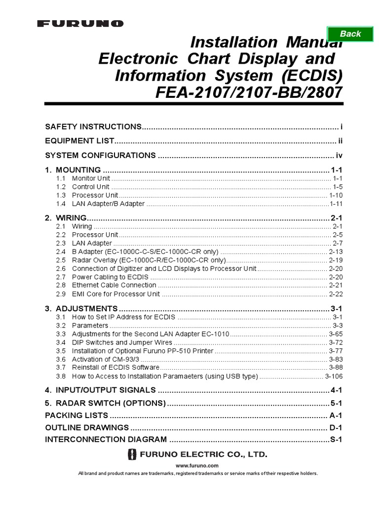 Ecdis FEA2107 Installation Manual | PDF | Screw | Power Supply