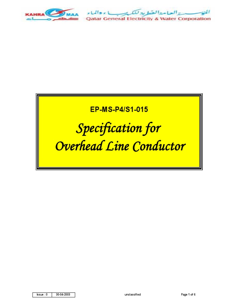 Overhead Line Conductor Specifications | PDF | Electricity ...